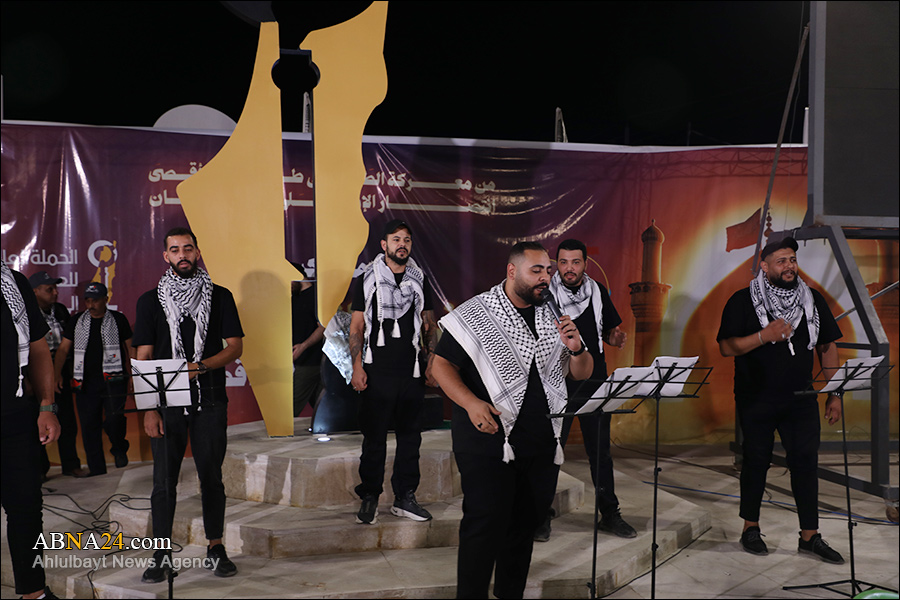 ابنا - Photos: "Neda Al-Aqsa" Mawkib on Arbaeen walking route from ...